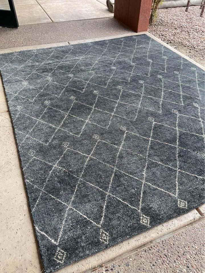 Blue Gray Wool Handmade Rug - Got Legs Furniture & Décor