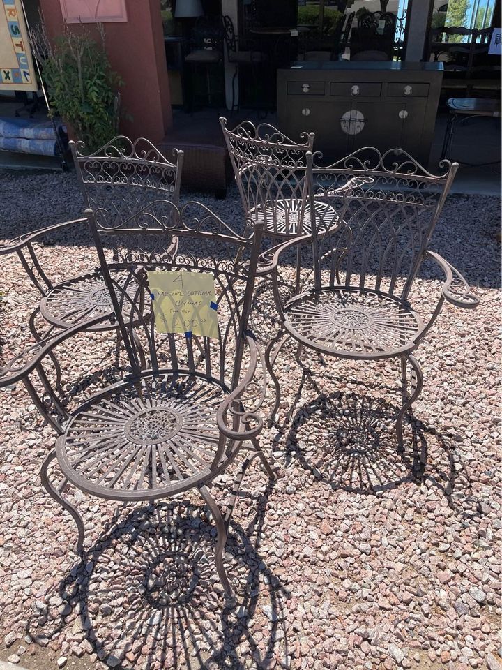 Set of 4 Large Steel Patio Chairs - Got Legs Furniture & Décor