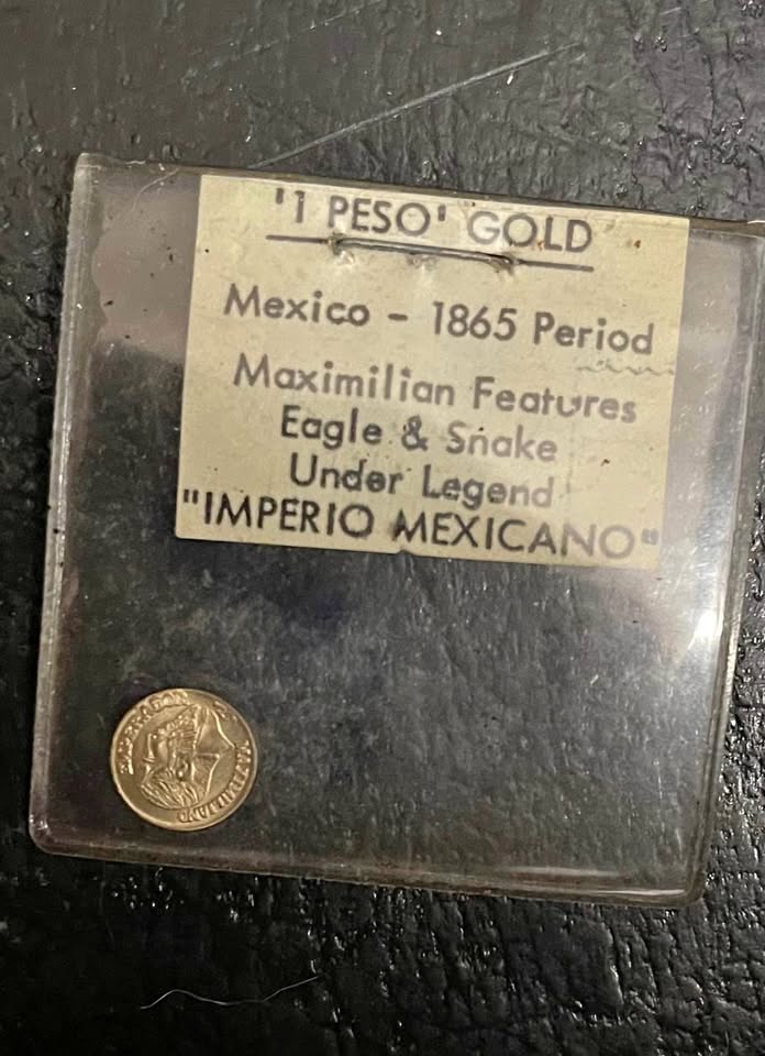 Mexican 1 Peso Mini Gold Coin - 1865 Maximiliano - Got Legs Furniture ...