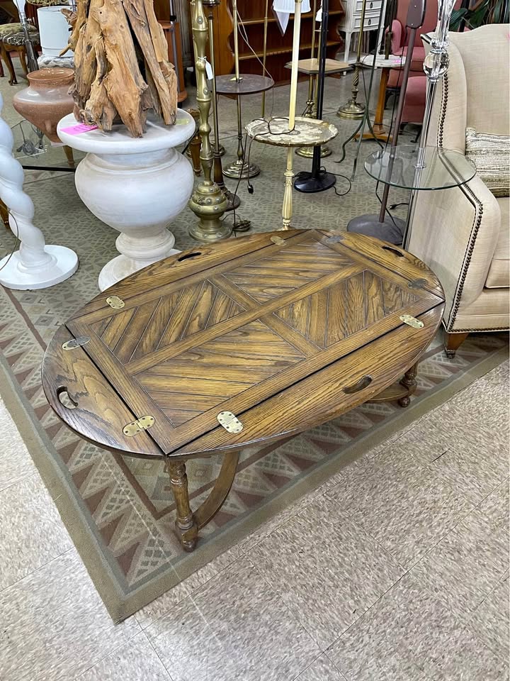 Butler Style Coffee Table with Brass Hinges - Got Legs Furniture & Décor